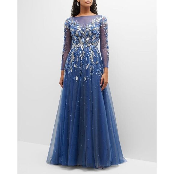 Basix | Dresses | Basixembroidered Longsleeve Gown Us 6 90 | Poshmark